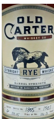 Old Carter Whiskey Co. Straight Rye Whiskey Kentucky, USA Batch 6 750m ...